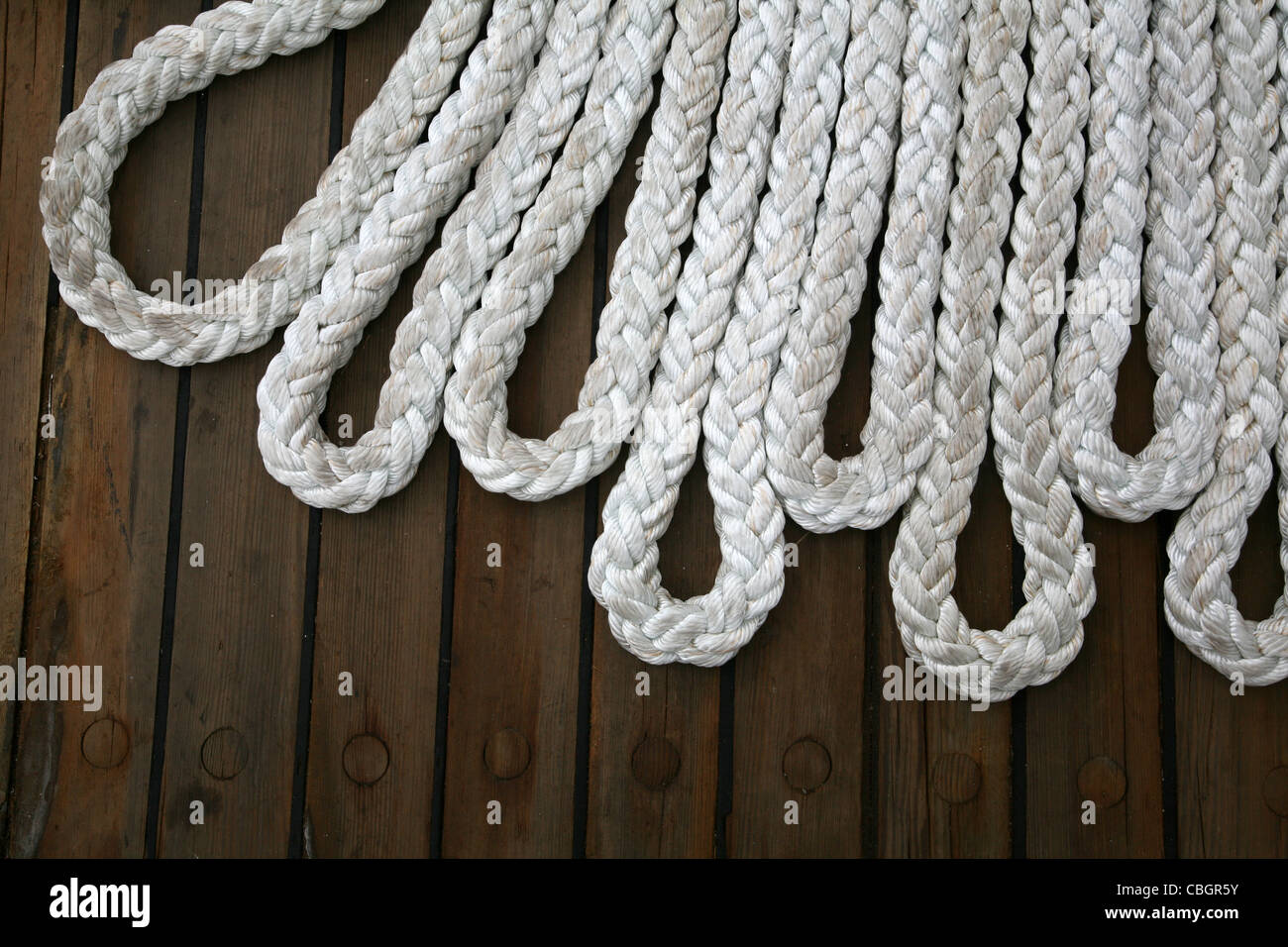 vessel equipment. Rigging. Rope on a deck Stock Photo - Alamy