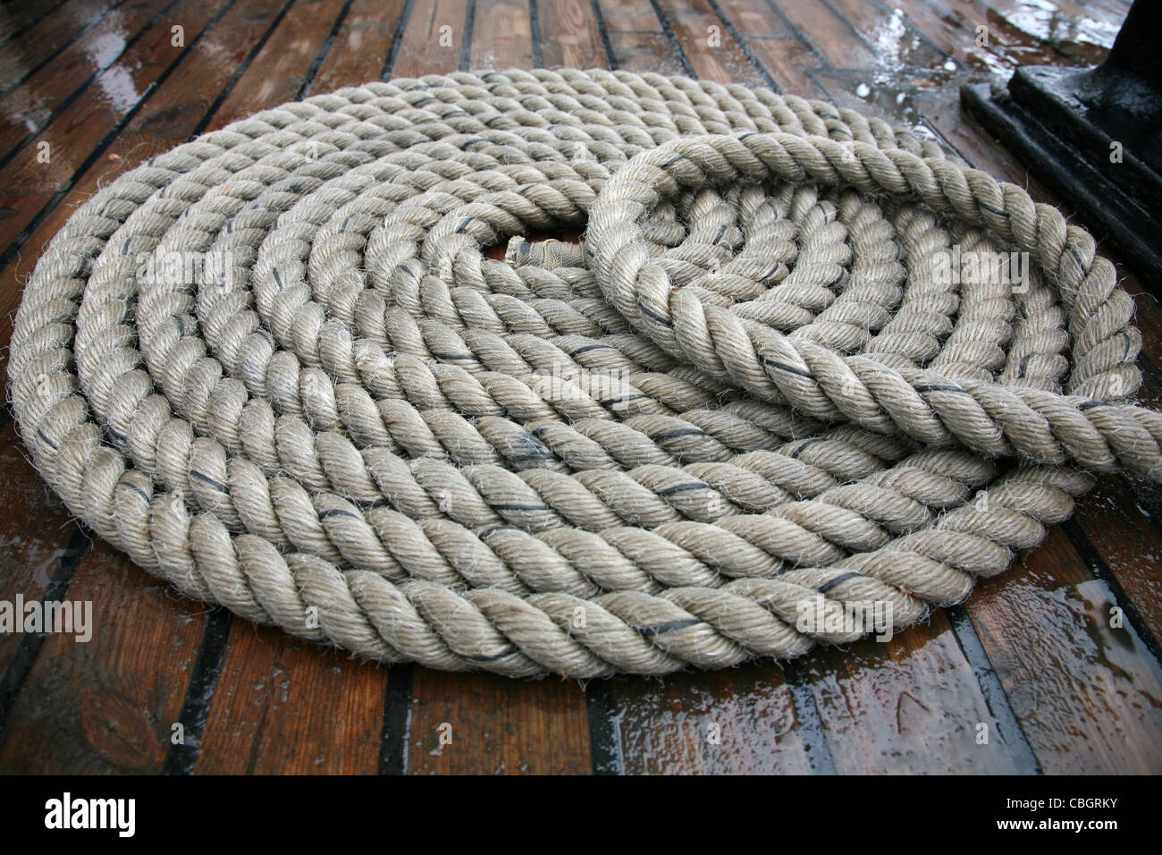 vessel equipment. Rigging. Rope on a deck Stock Photo - Alamy