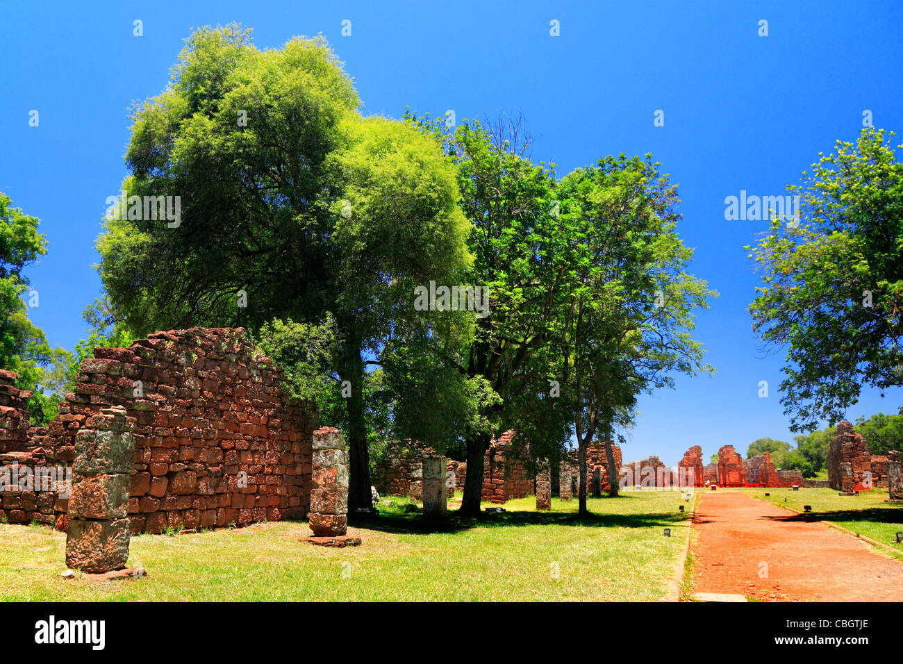 San Ignacio Miní ruins.The main square was surrounded by the church, a ...