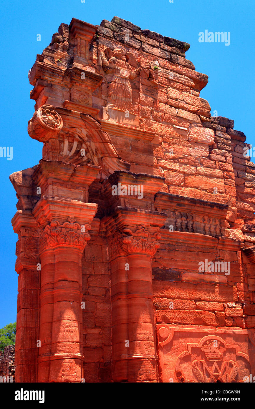 San Ignacio Miní ruins.The main square was surrounded by the church, a ...