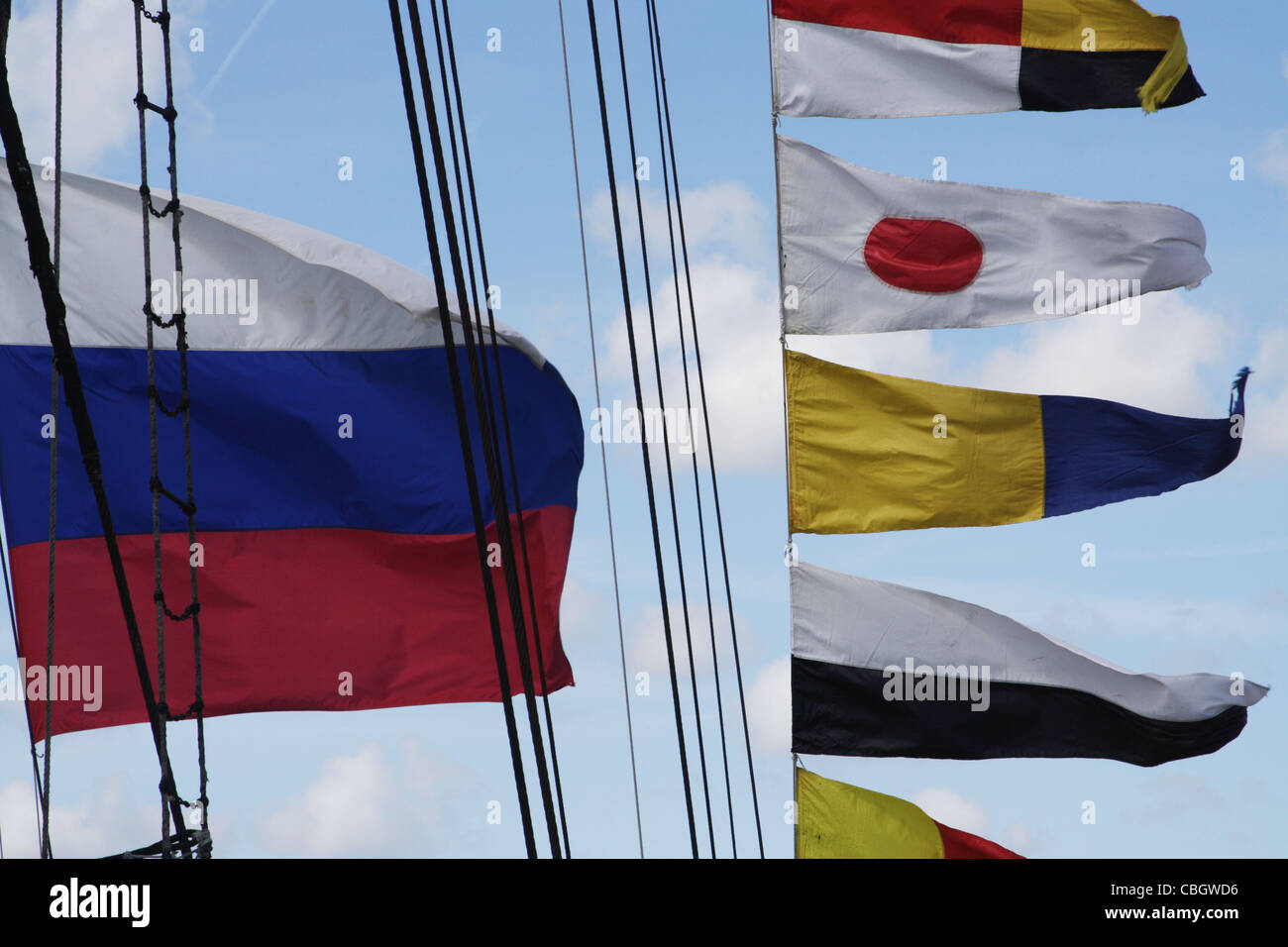 Tags by the ship Stock Photo - Alamy