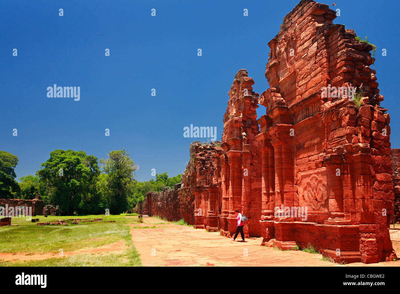 San Ignacio Miní ruins.The main square was surrounded by the church, a ...