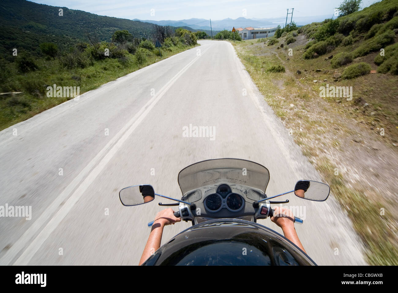 moped ride on the island of lesbos - greece Stock Photo - Alamy