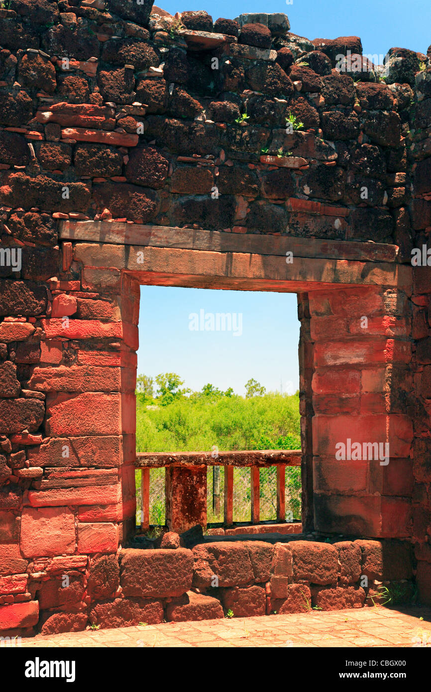 San Ignacio Miní ruins.The main square was surrounded by the church, a ...