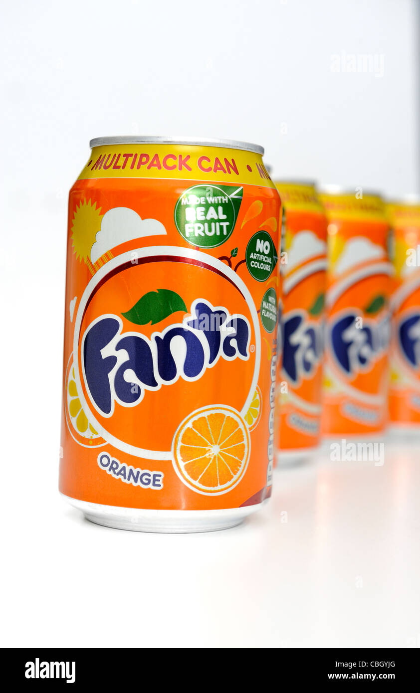 fanta orange cans england uk Stock Photo - Alamy