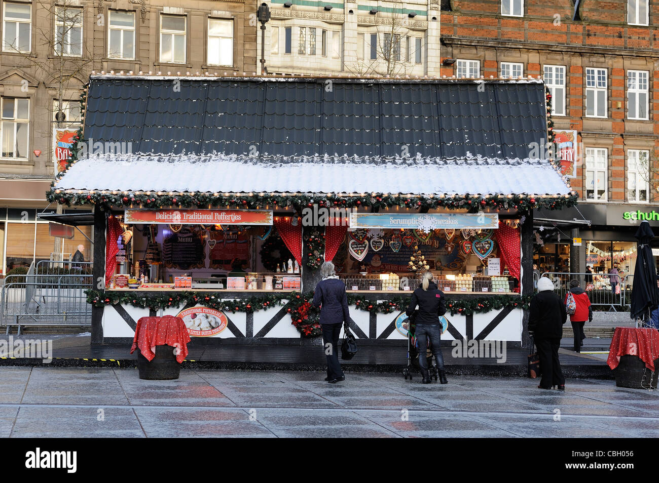 christmas market stall nottingham england uk Stock Photo - Alamy
