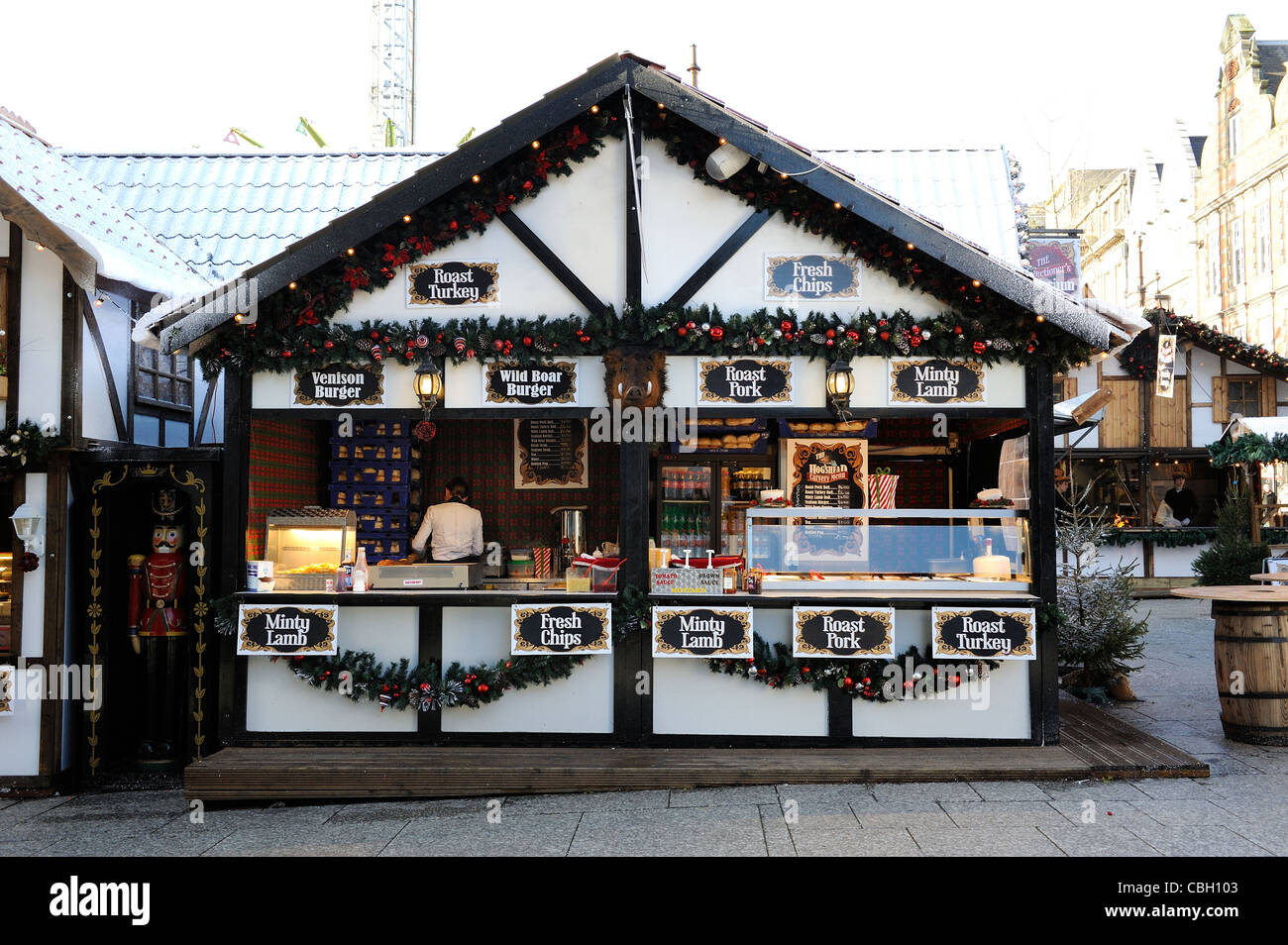 hot food stall christmas market nottingham city centre england uk Stock ...