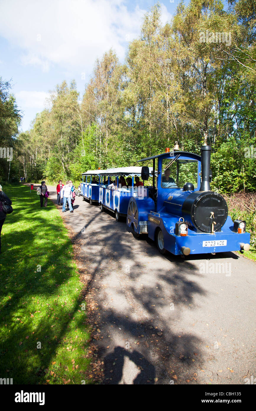 Miniature road train ride at Ballack, Scotland, passengers ride into ...