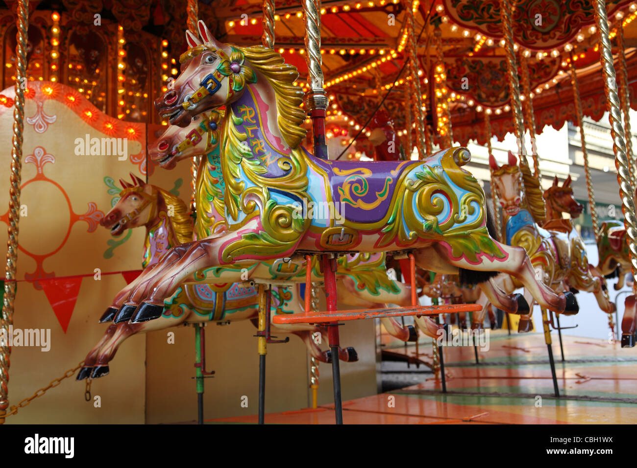Carousel horse on a Bath Christmas Market Carousel, City of Bath ...