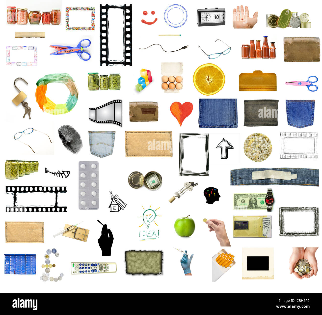 Collection of many objects isolated on white background Stock Photo - Alamy Collection of many objects isolated on white background Stock Photo - Alamy