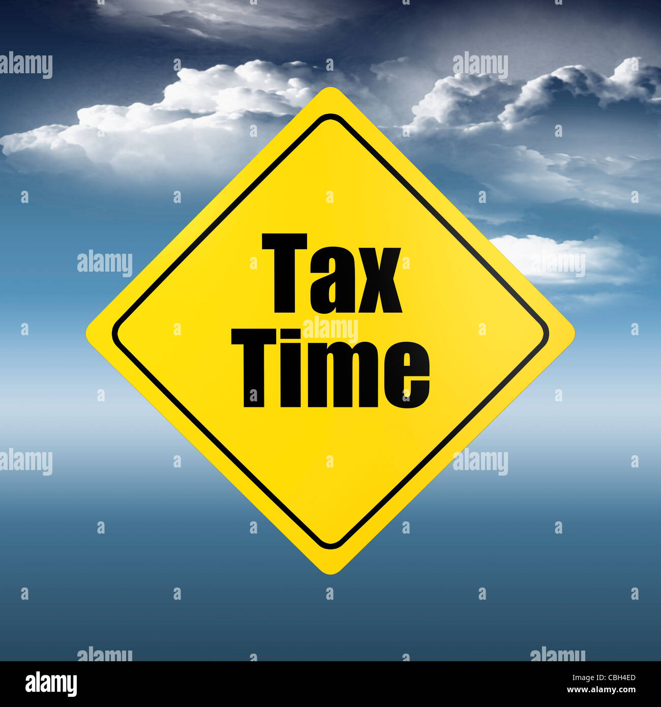 Tax time reminder isolated with blue cloudy background Stock Photo - Alamy