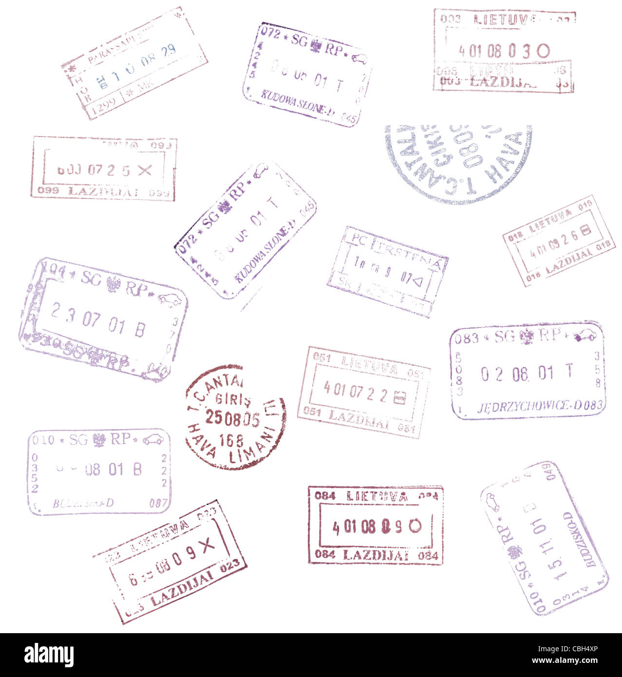 passport stamps background for your design Stock Photo - Alamy