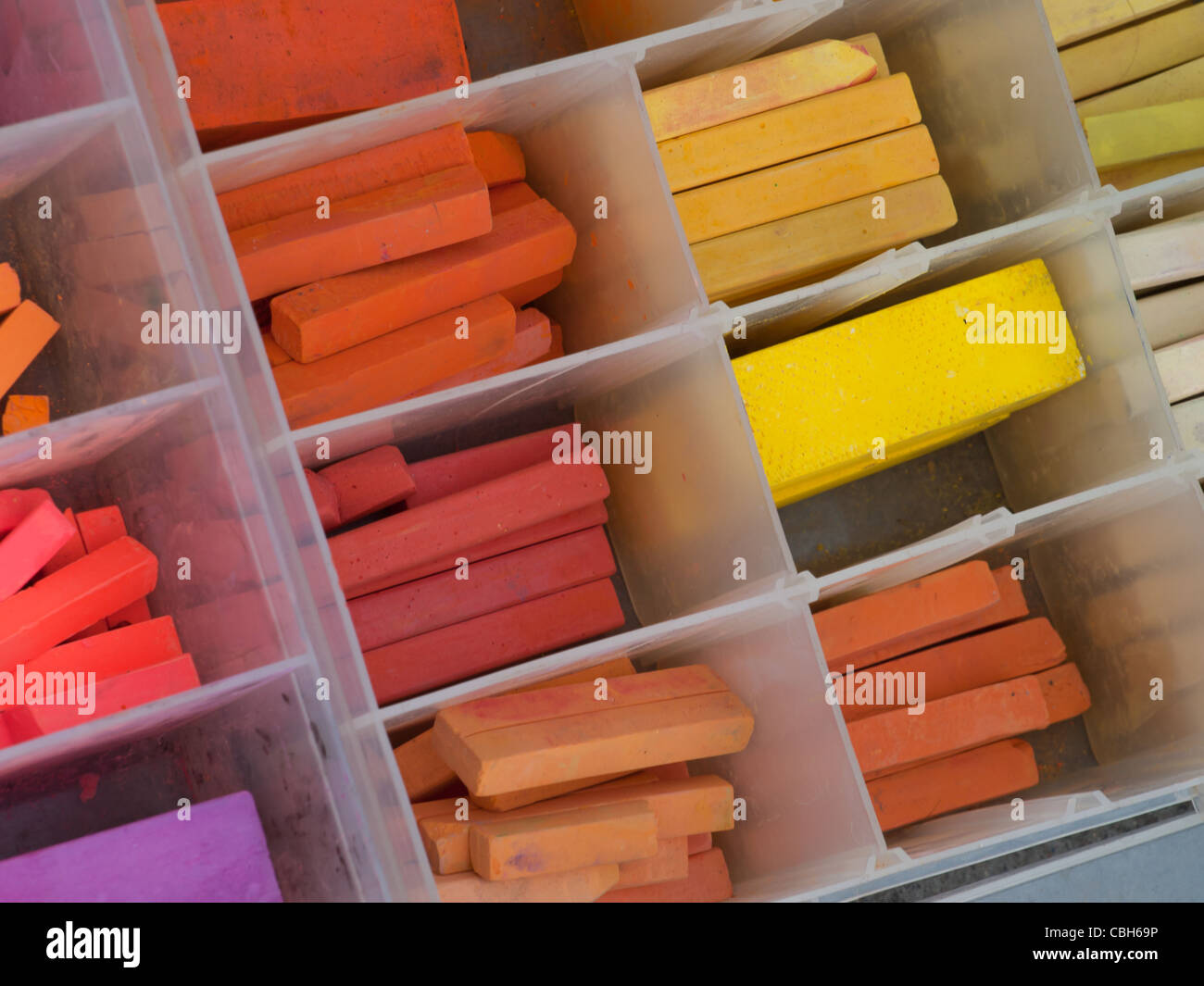 Chalks on the street during Chalk Art Festival in Denver, Colorado ...