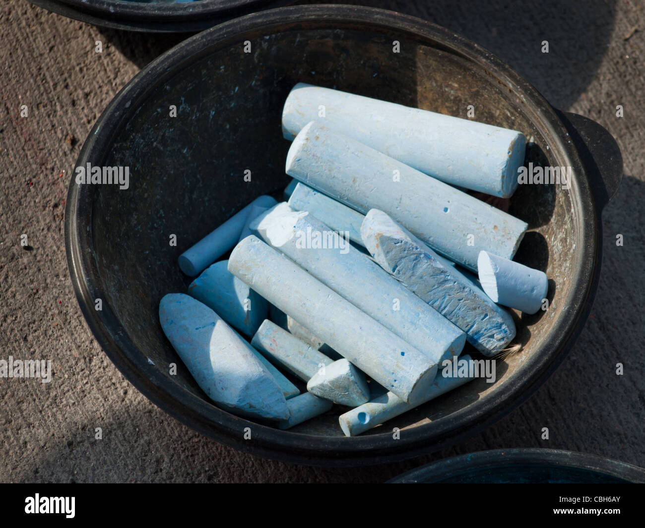 Chalks on the street during Chalk Art Festival in Denver, Colorado ...
