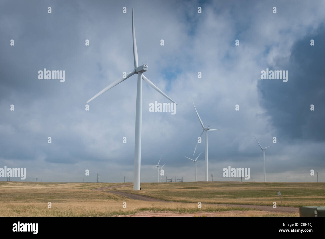 Wind turbines farm with alternative energy source in Cheyenne, WY Stock ...