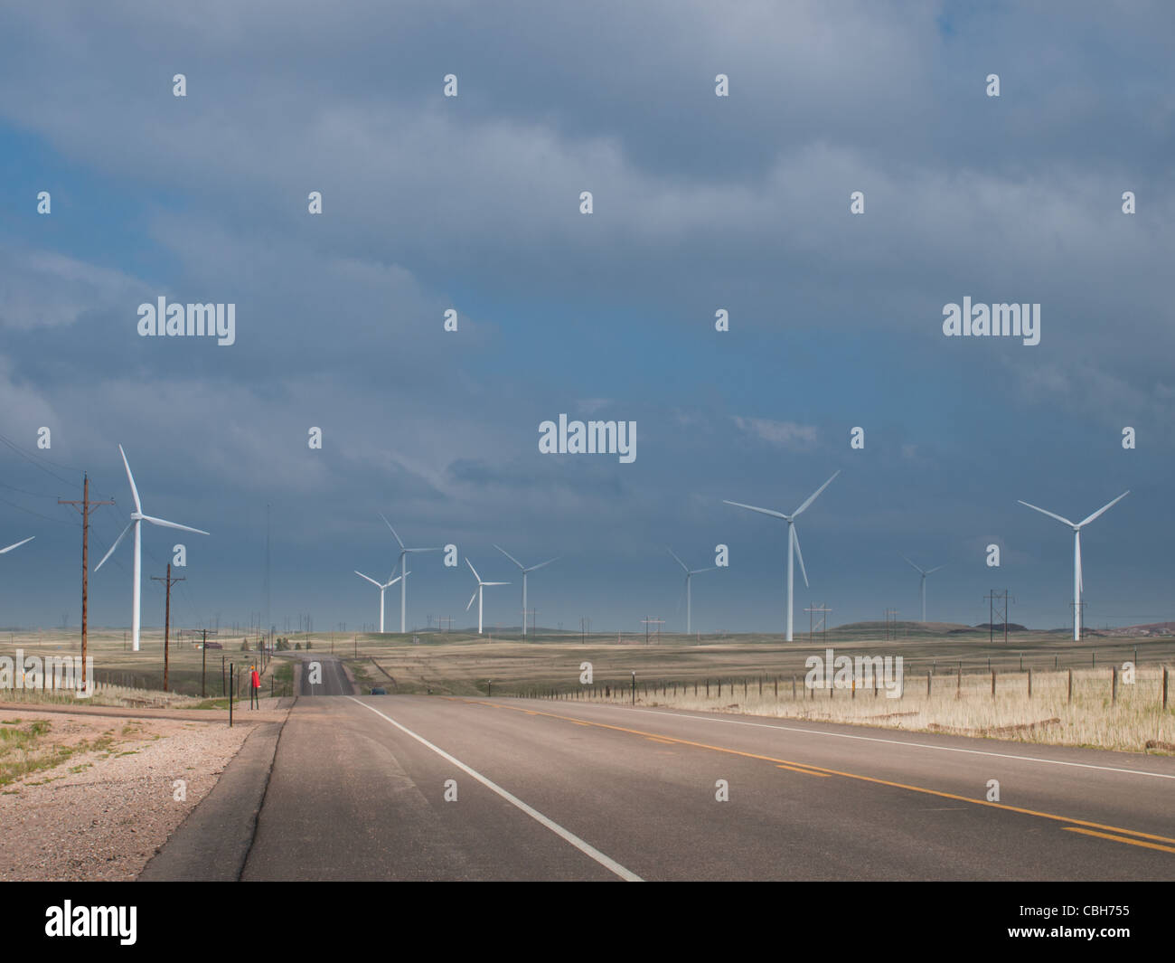 Wind turbines farm with alternative energy source in Cheyenne, WY Stock ...