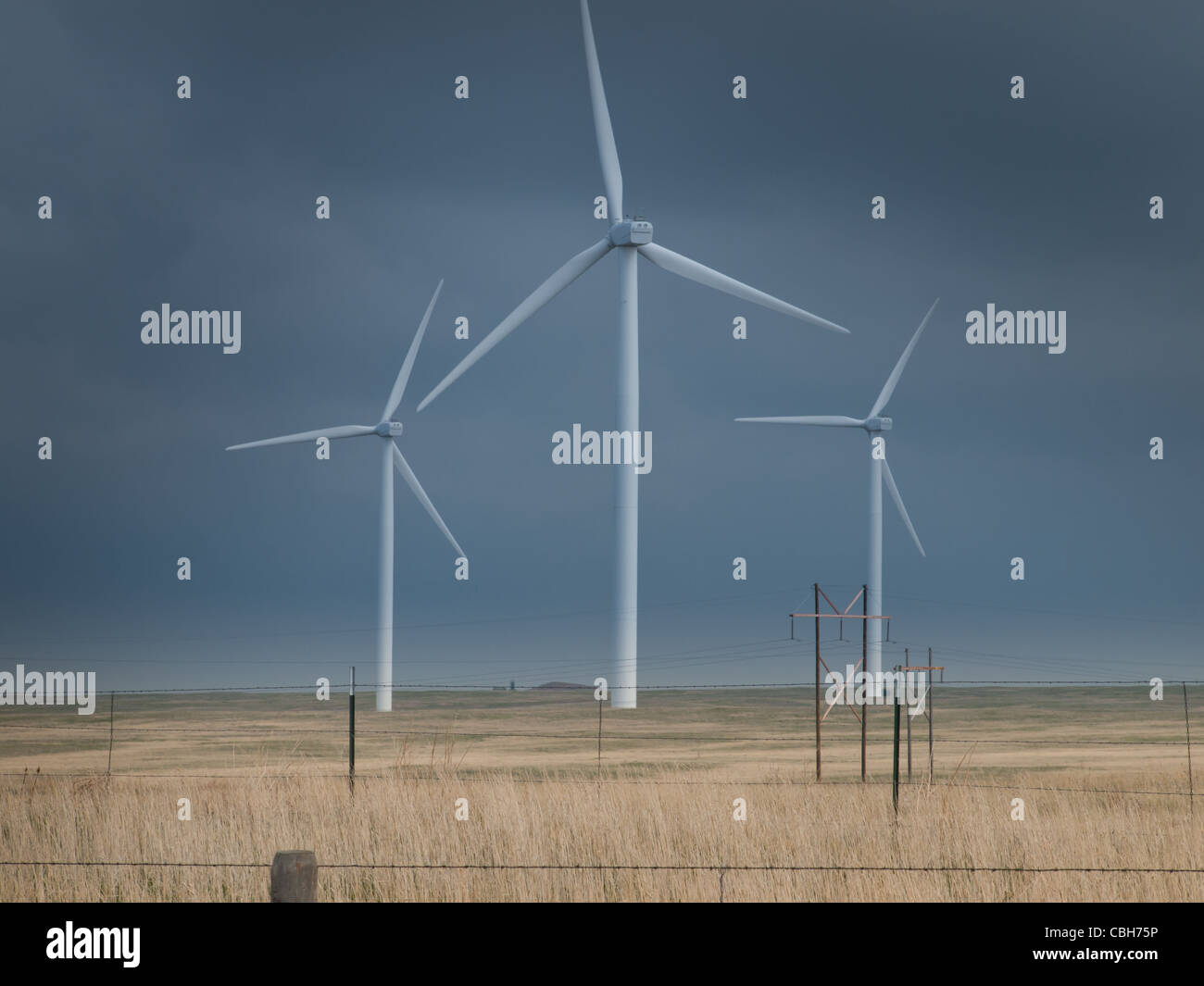 Wind turbines farm with alternative energy source in Cheyenne, WY Stock ...
