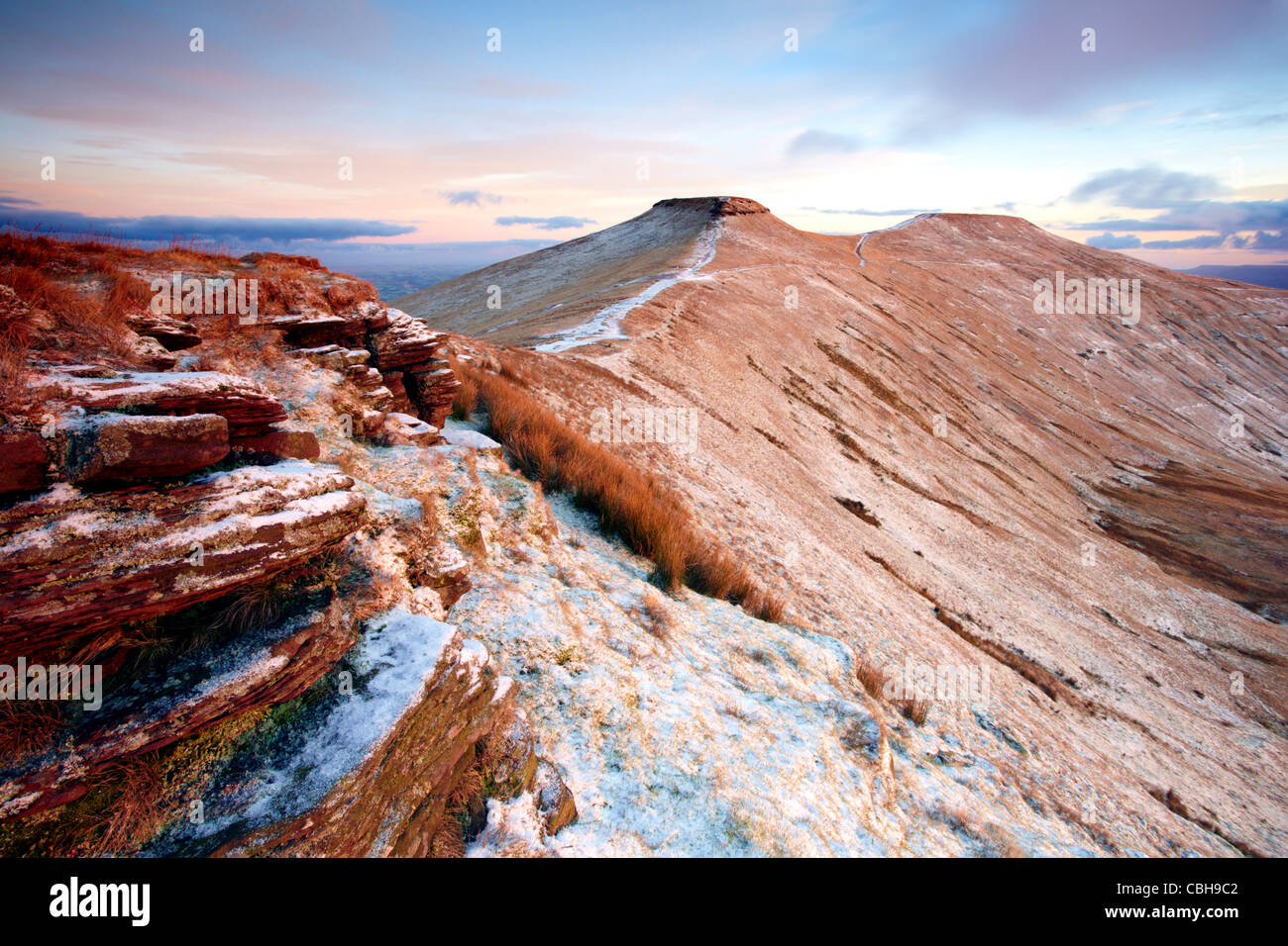 Pen Y Fan and Corn Du, Brecon Beacons, Wales, winter Stock Photo - Alamy