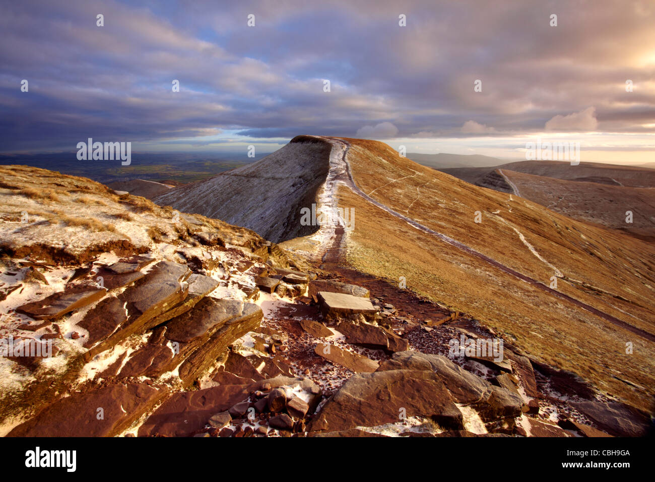 Pen Y Fan and Corn Du, Brecon Beacons, Wales, winter Stock Photo - Alamy