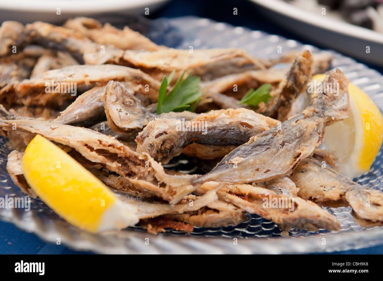 Tradition bulgarian seafood - fried Trachurus Stock Photo - Alamy