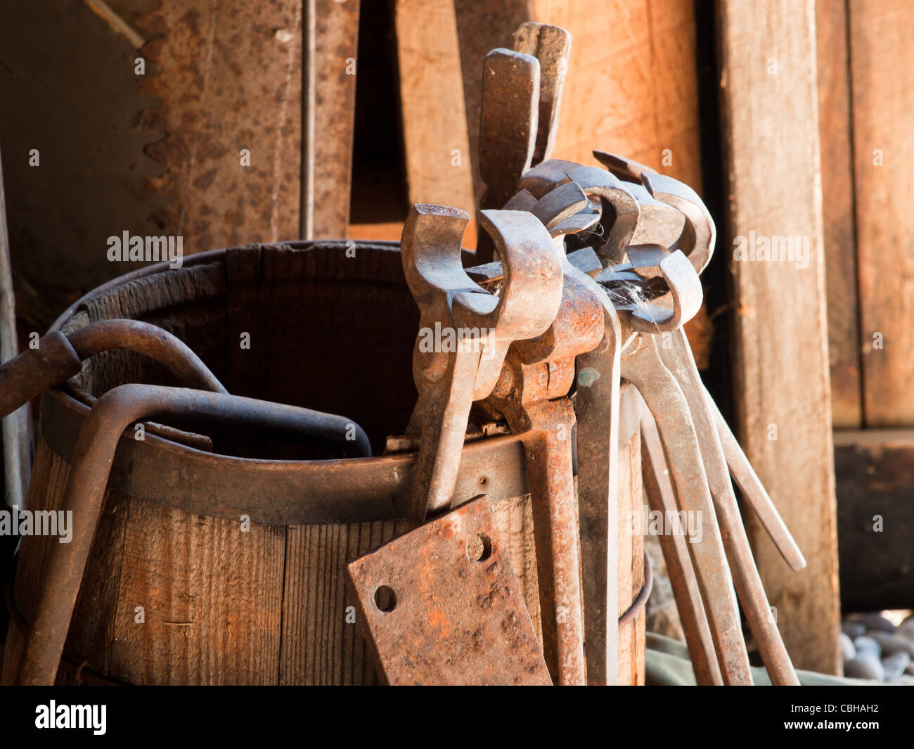 Blacksmith tools in old barn. Museum of the Mountain West in Montrose ...