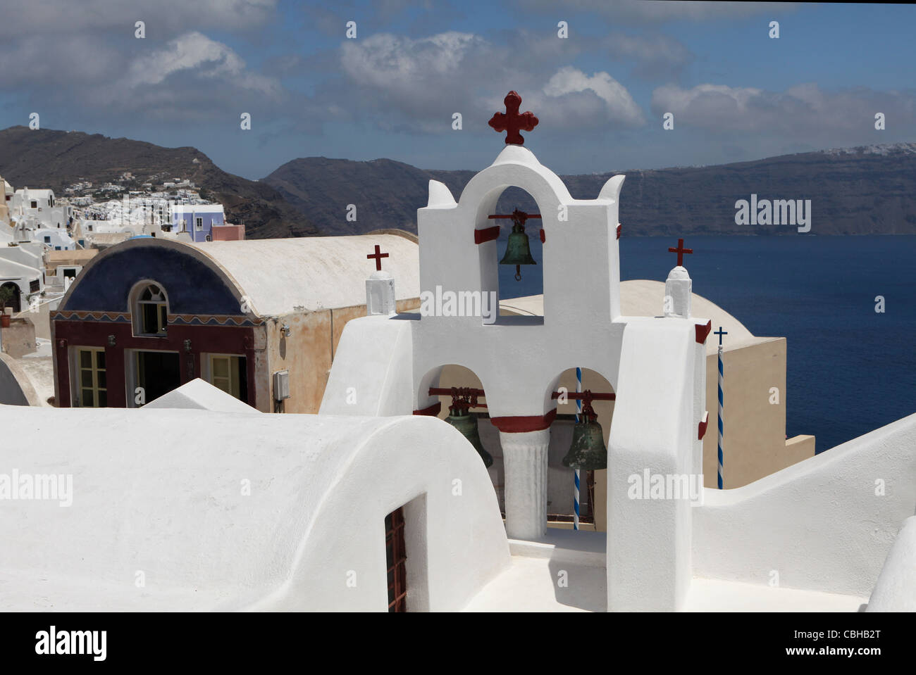 A church in the town of Oia on the Greek island of Santorini Stock ...