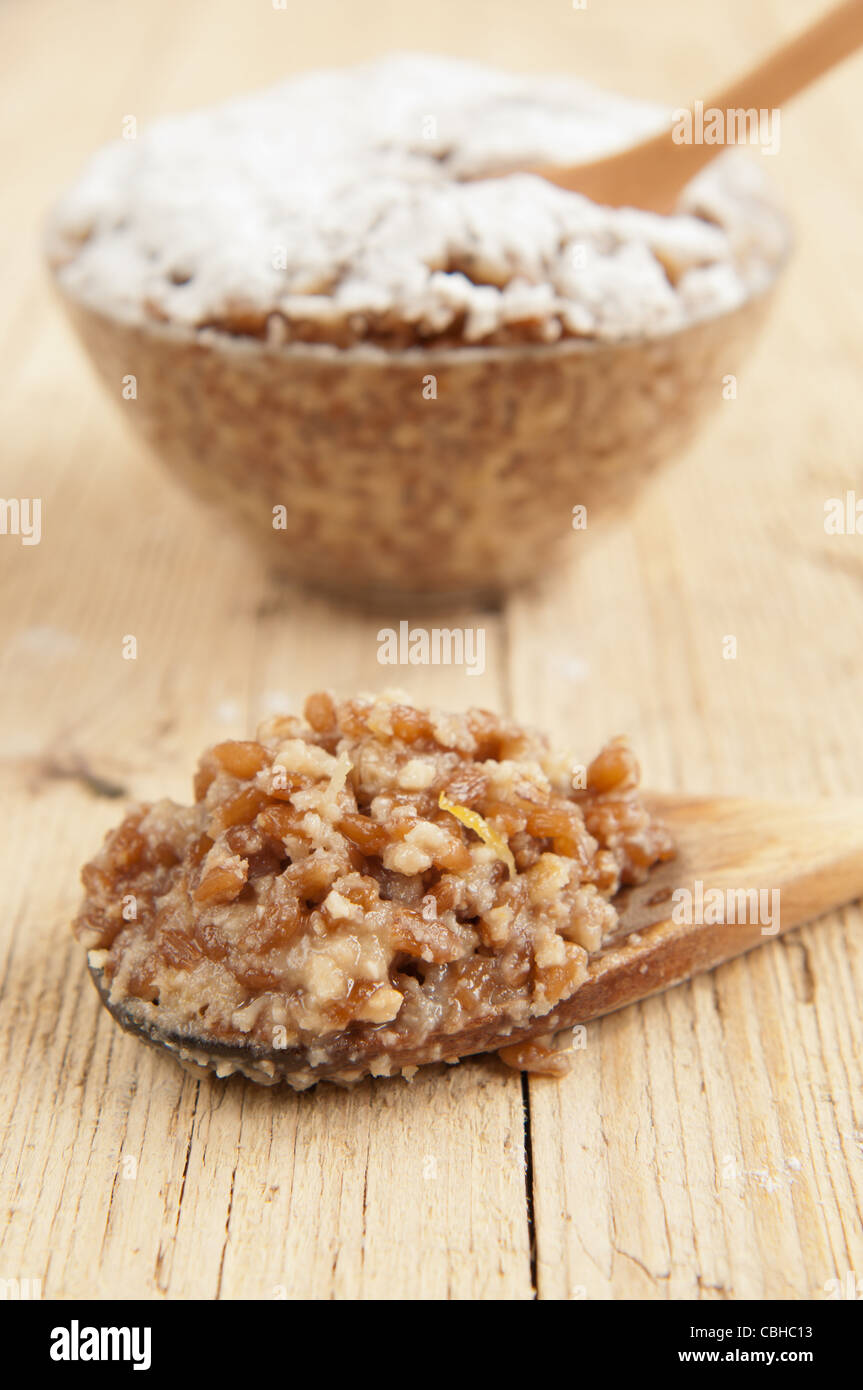 Boiled wheat traditionally served on christmas or na memorial occasions ...