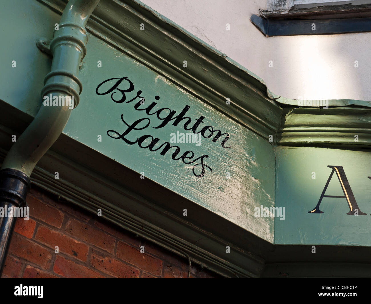 BRIGHTON LANES SIGN Hand painted sign for " Brighton Lanes " at seaside ...