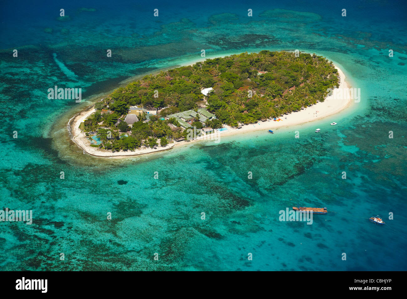 Treasure Island Resort, Mamanuca Islands, Fiji, South Pacific - aerial ...