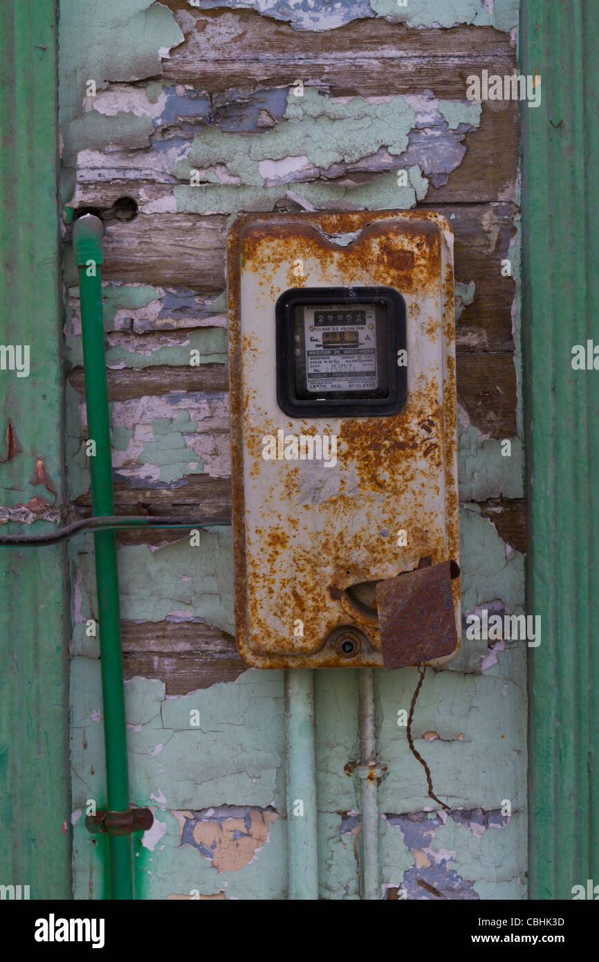 Rusted electricity meter in Iquique Stock Photo - Alamy