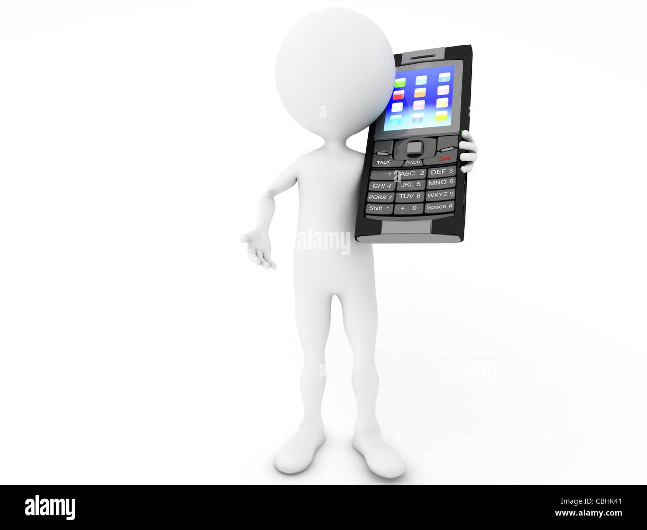 Men with mobile phone on white isolated background. 3d Stock Photo - Alamy