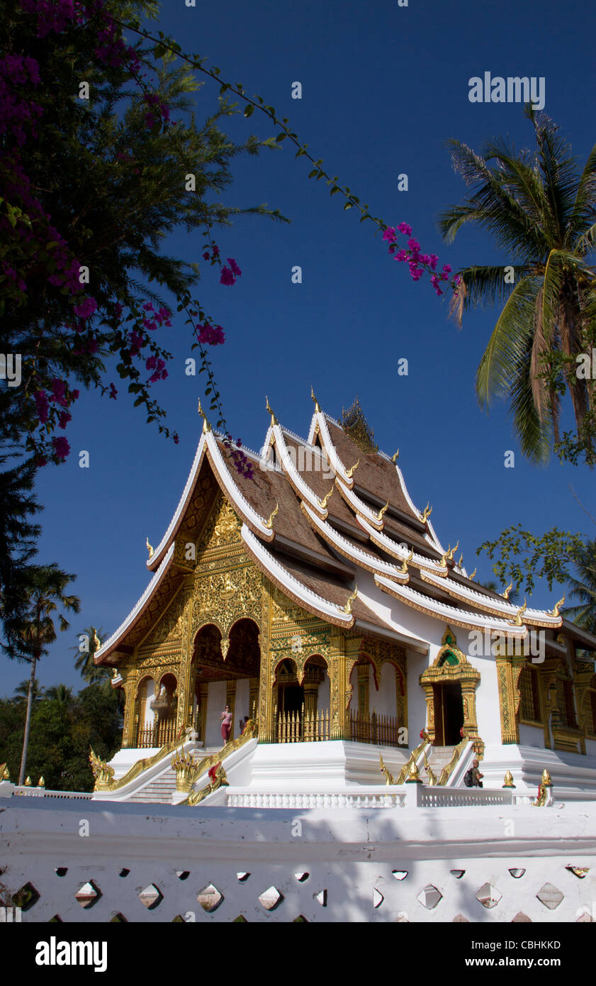 Luang Phabang National Museum temple with gold architecture in Loas ...