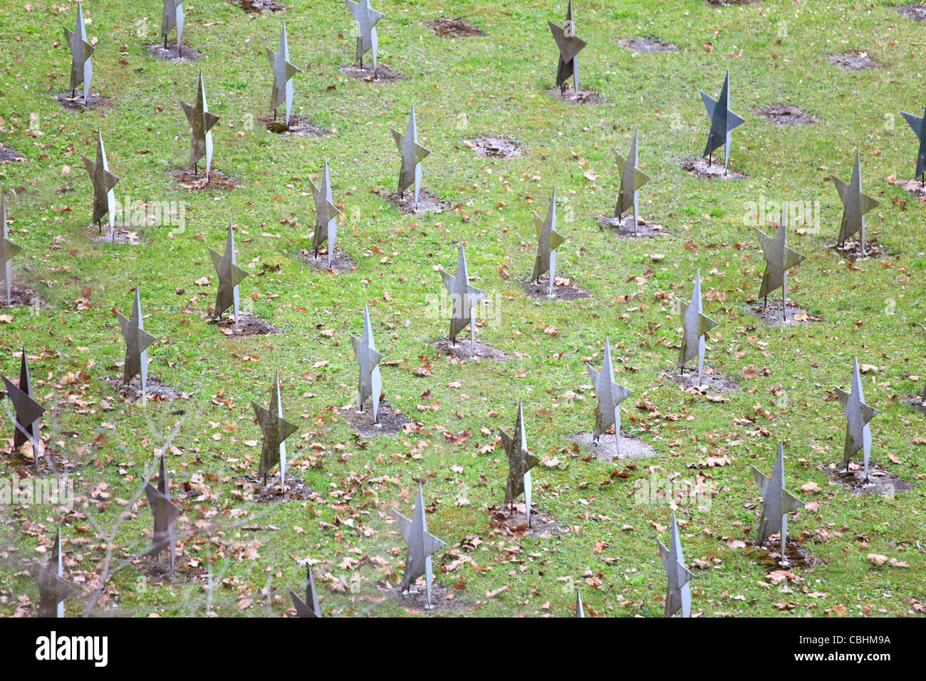 Rows Of Star Tombstone at cemetery, soviet burial ground. Gdynia ...