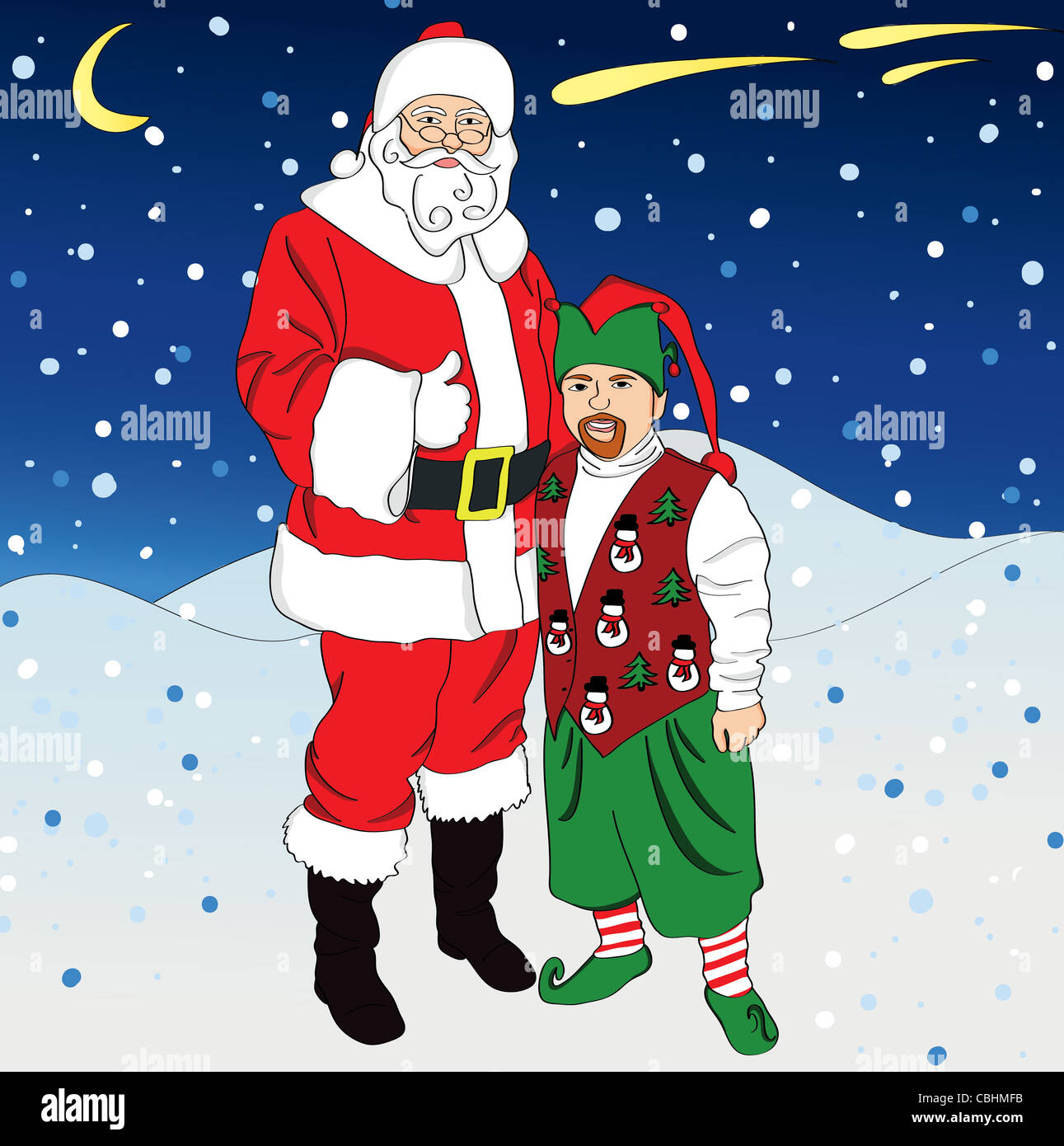 santa with elf Stock Photo - Alamy