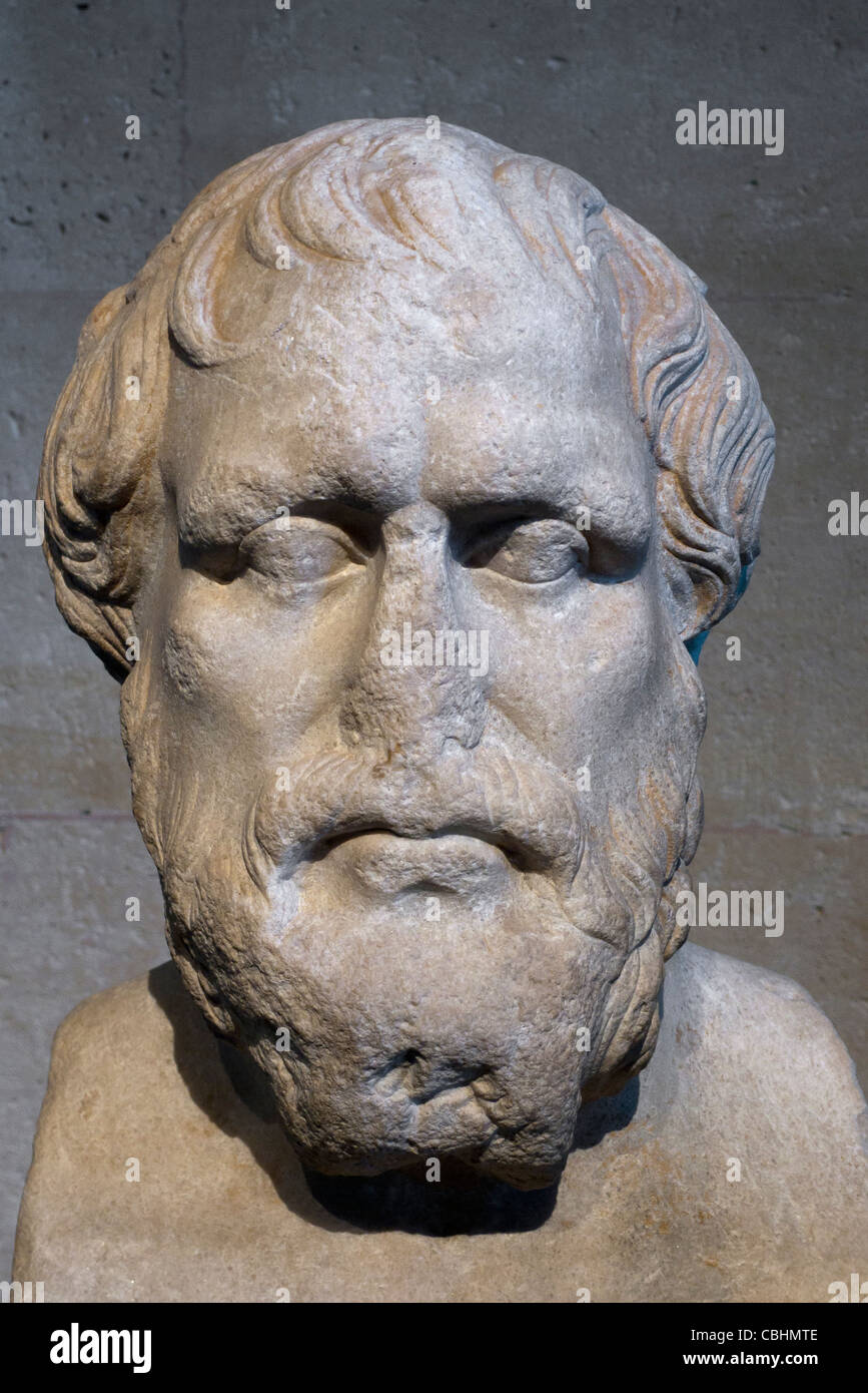 Bust of Greek Sage, Pittacus, Louvre Museum, Paris, France Stock Photo ...