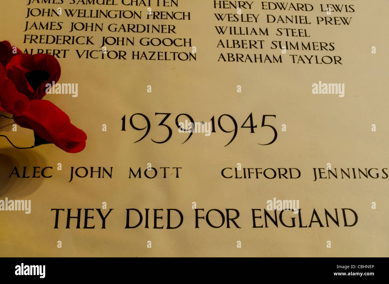 Names on a war memorial Stock Photo - Alamy