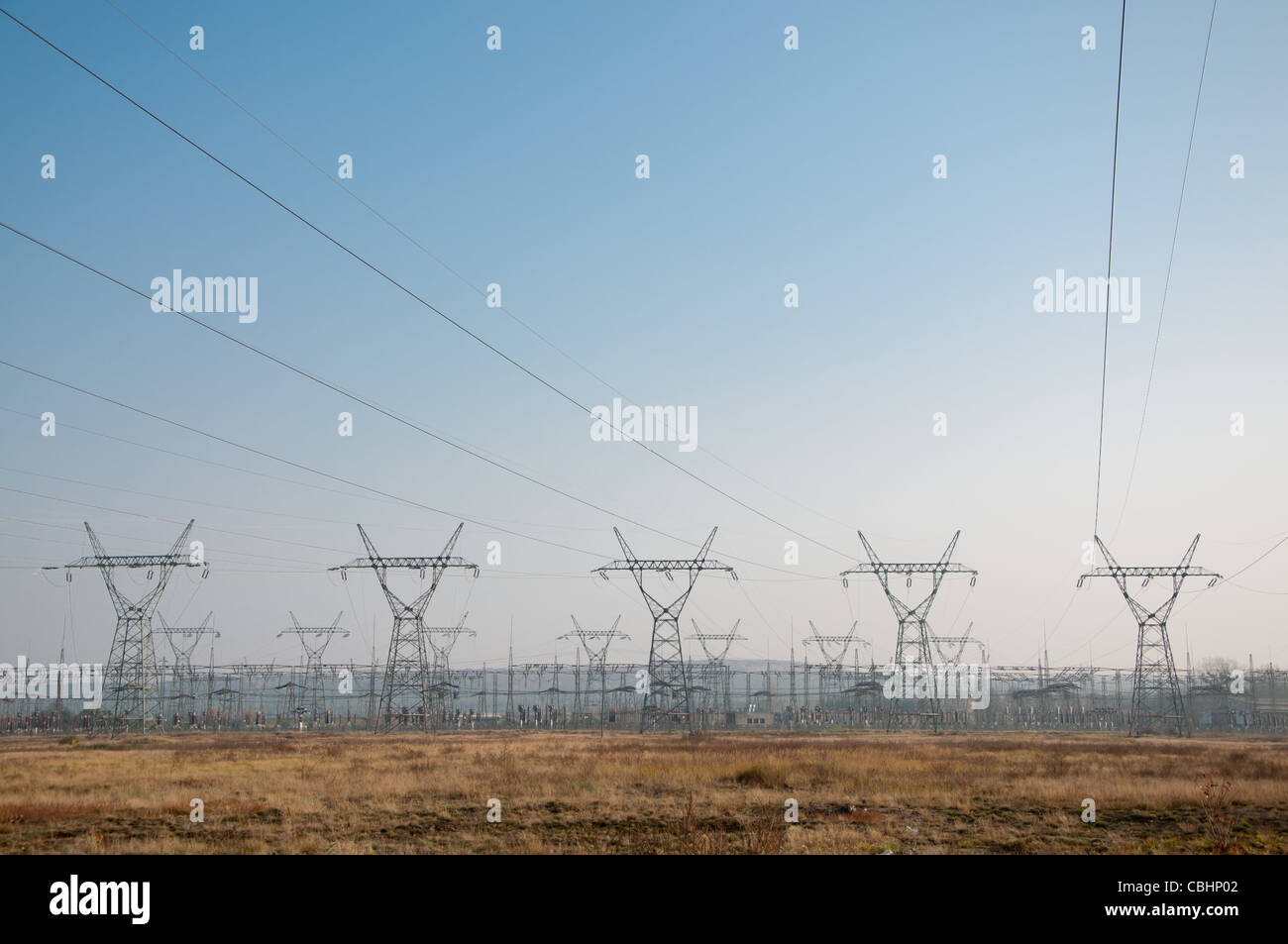 Pylon and transmission power line Stock Photo - Alamy