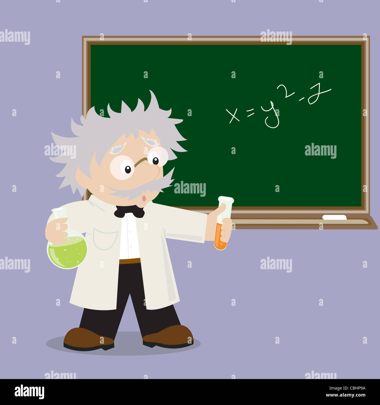 Old mad professor hand drawn illustration Stock Photo - Alamy