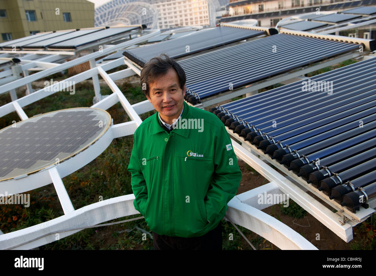 Huang Ming, chairman of Himin Solar Co., Ltd., poses in the “Solar ...