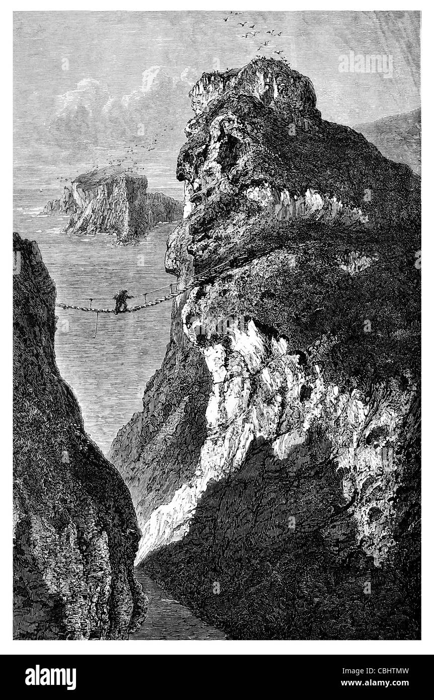 Rope bridge drawing Black and White Stock Photos & Images - Alamy