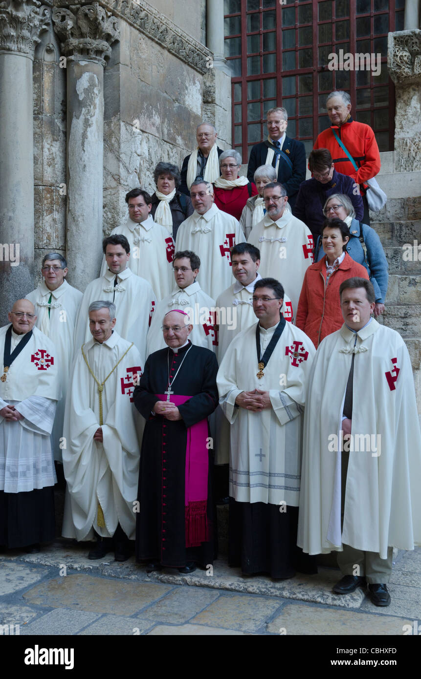 group of pilgrims from the order of the knights of the Holy Sepulcher ...