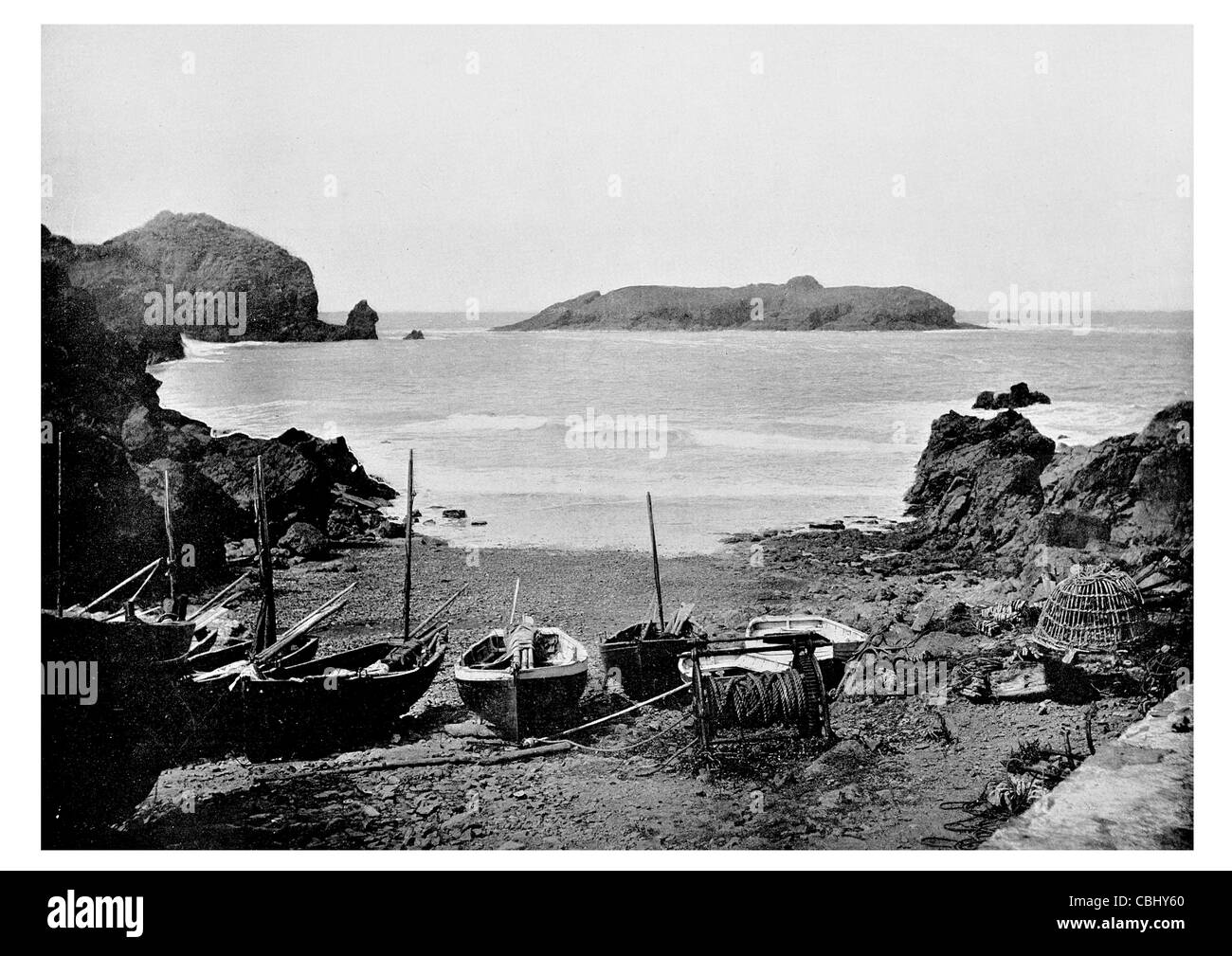 Mullion Cove harbour Cornwall United Kingdom Mount's Bay 1895 Lord ...