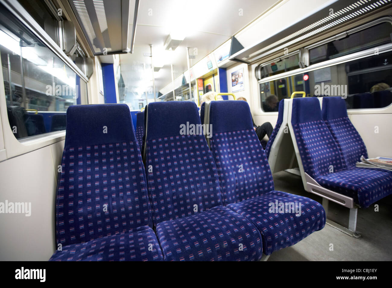 empty seats on a national rail train going in to central london england ...
