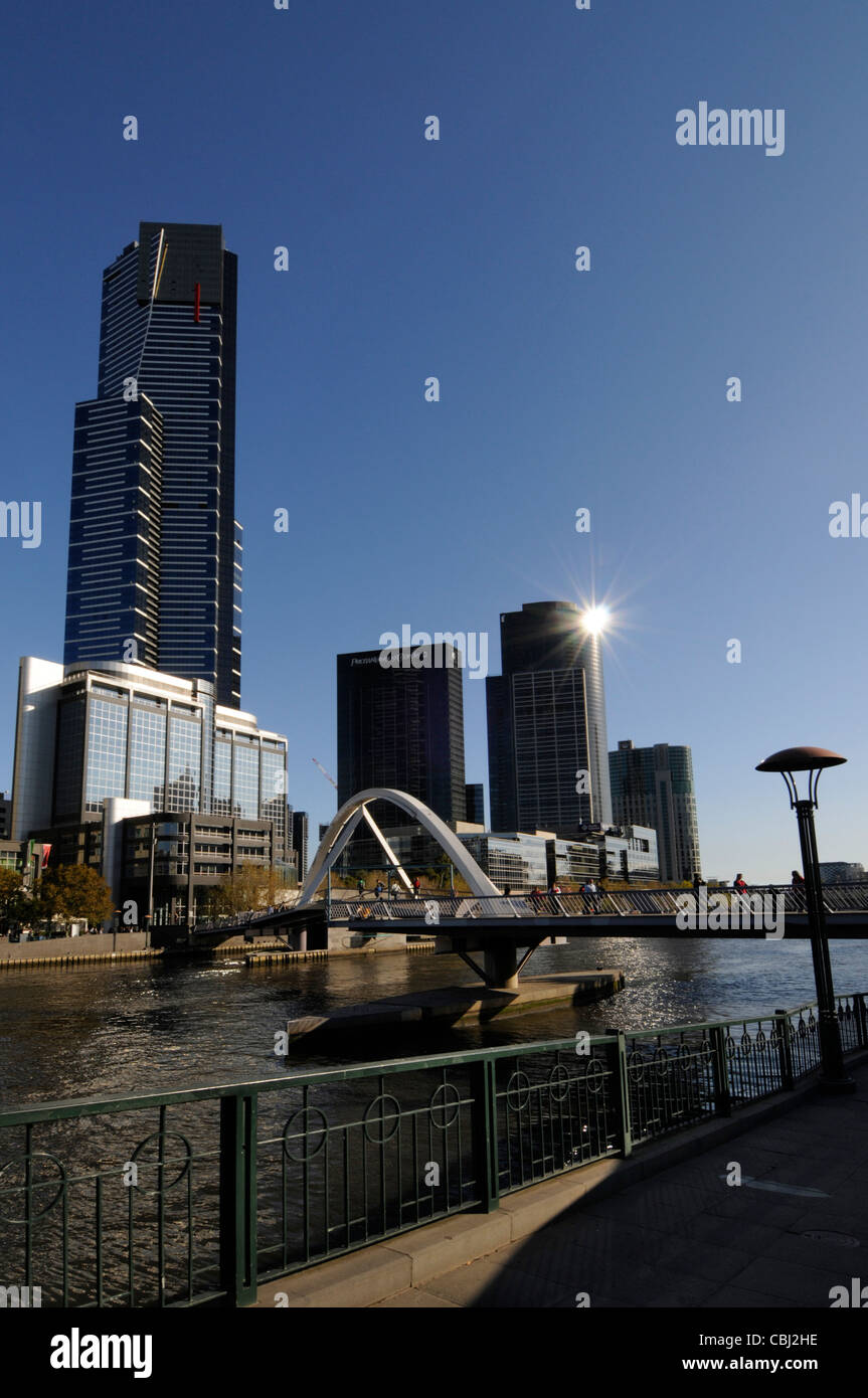 The Eureka and Skydeck 88 tower dominates the Melbourne skyline ...