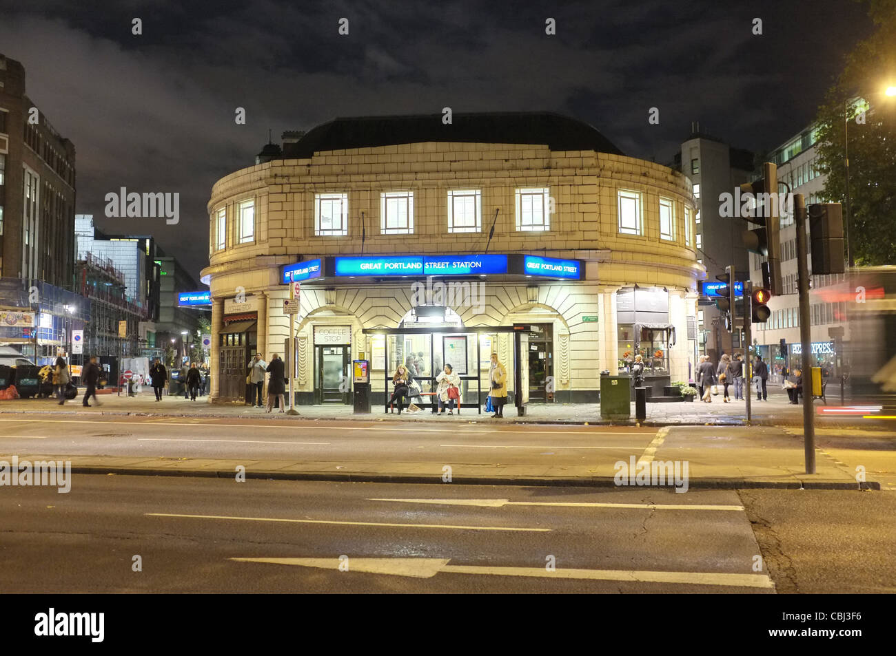 Great Portland street Station at night Stock Photo - Alamy