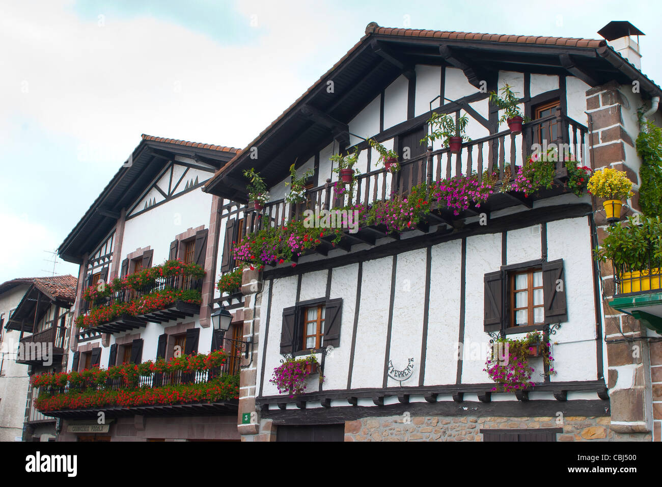 Traditional basque house facade Stock Photo - Alamy