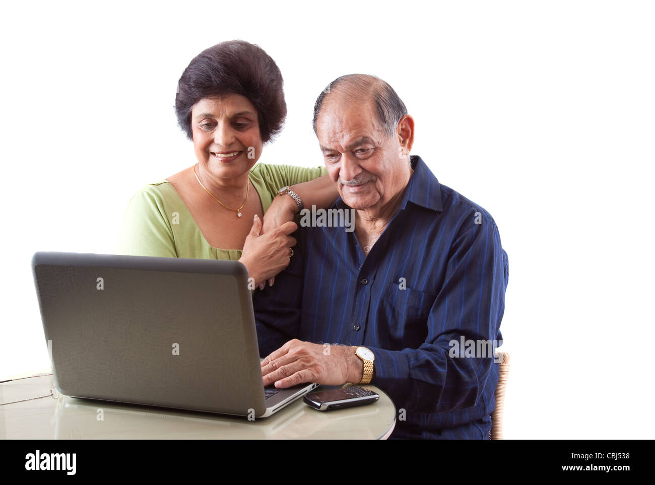 Indian old couple laptop hi-res stock photography and images - Alamy