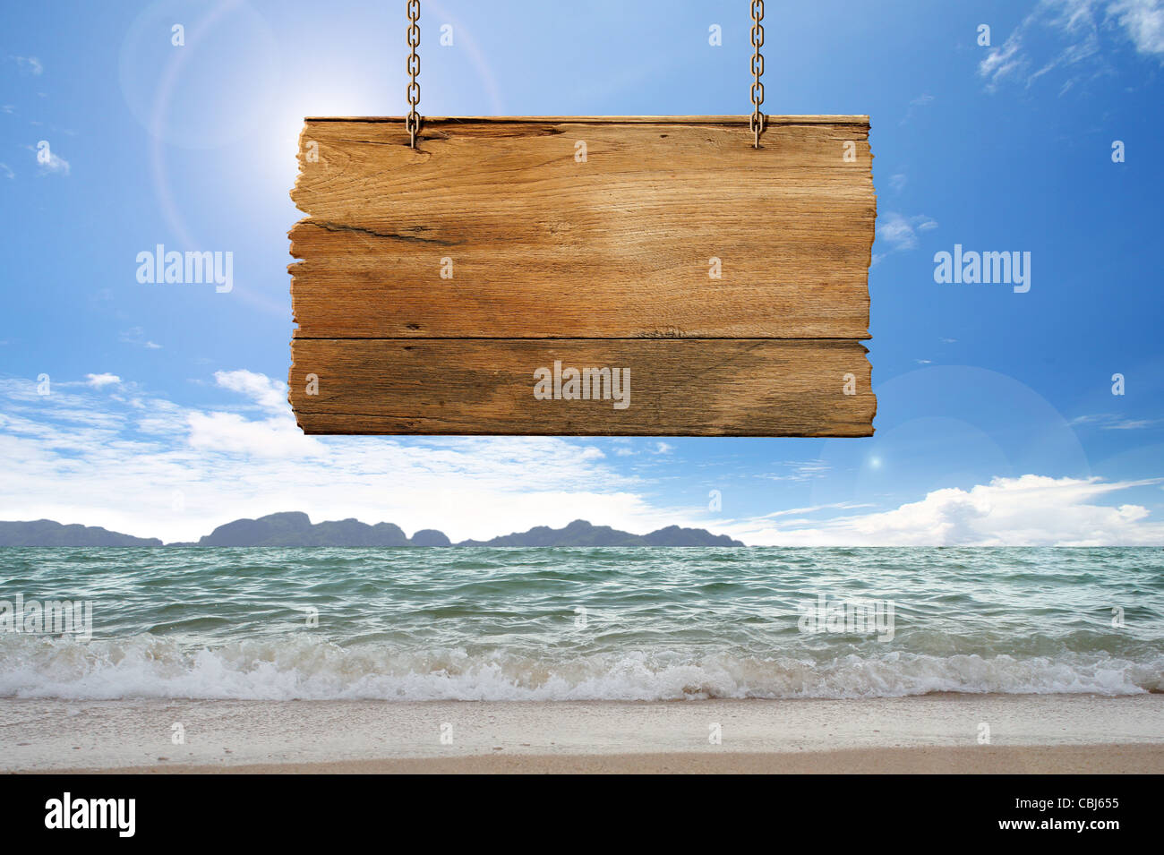 Wood sign on chain hi-res stock photography and images - Alamy