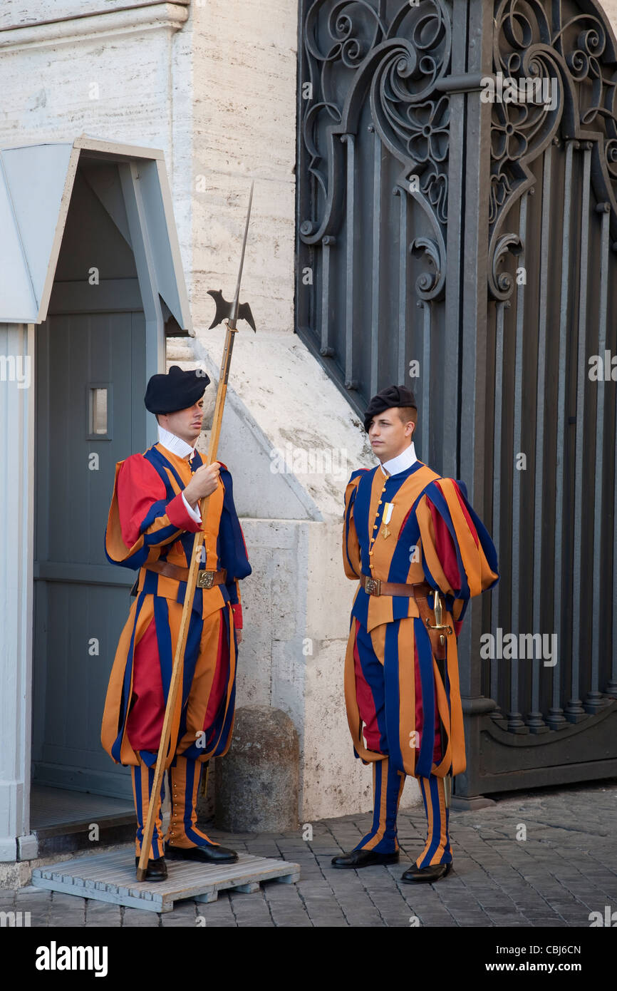Swiss Guards at the St Peters Basilica in the Vatican; Rome Stock Photo ...