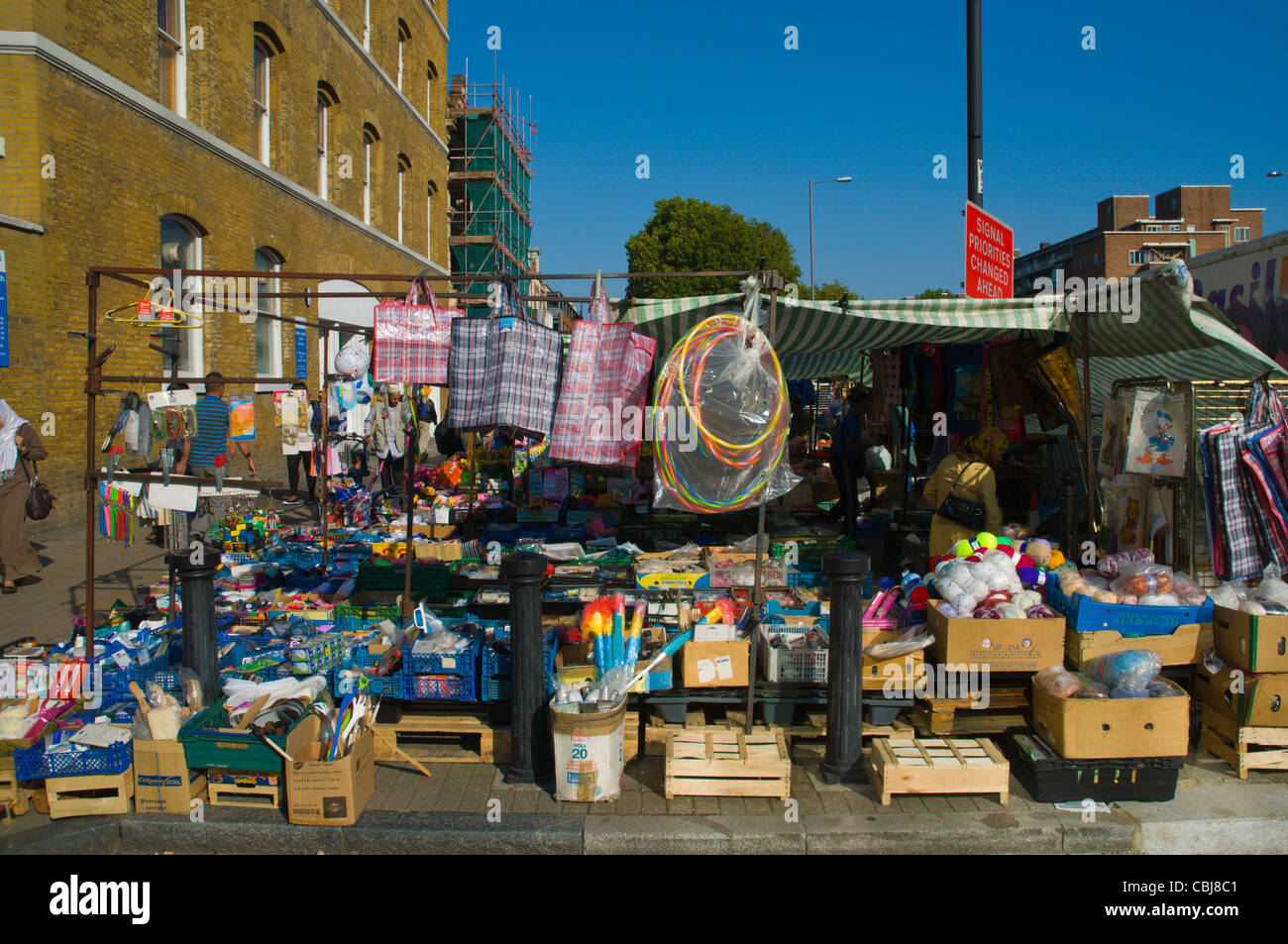Market stalls along Whitechapel Road east London England UK Europe ...